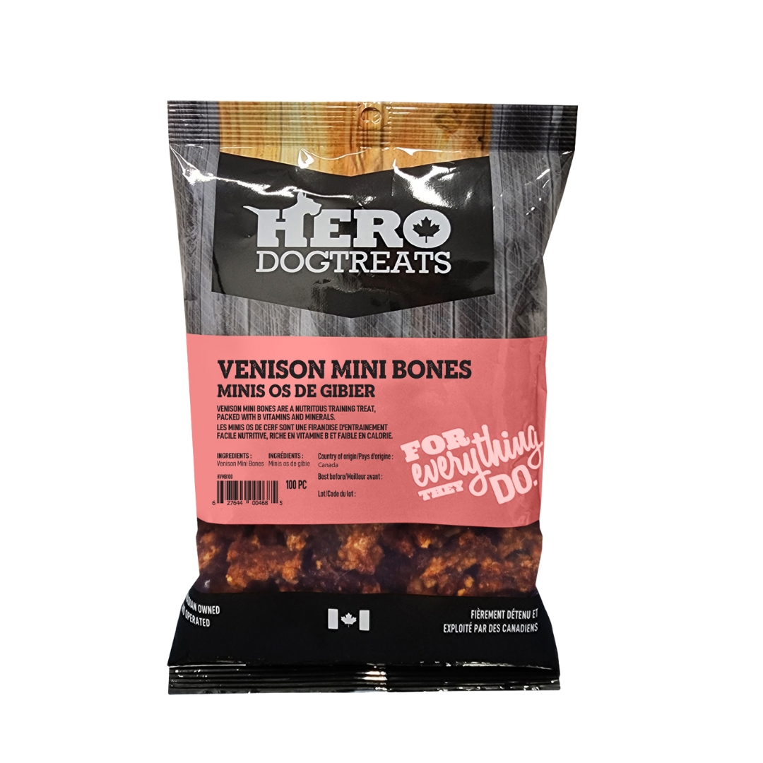 Mini Bones Venison- 100 pc - Hero Dog Treats